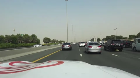 POV Slow Driving Along Busy Dubai D72 Hi... | Stock Video | Pond5