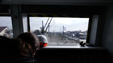 POV of a suburban train cabin with machi... | Stock Video | Pond5