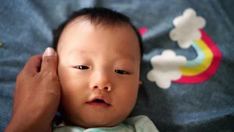 POV top down view father hand touch the ... | Stock Video | Pond5