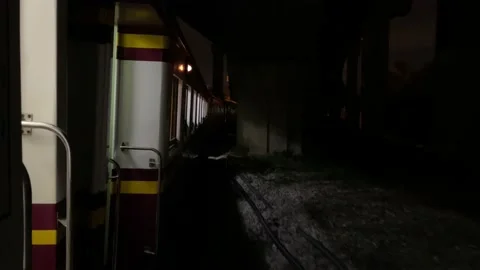 POV train window view dark view outside ... | Stock Video | Pond5