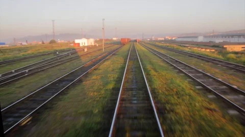 POV view of railroad track seen from the... | Stock Video | Pond5