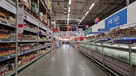 Person Walking Supermarket Aisle Stock Video Footage | Royalty Free ...