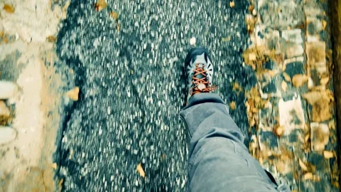 POV Walking Feet on Gravel Path with Hik... | Stock Video | Pond5