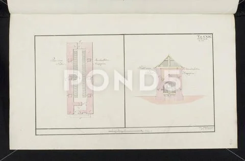 Photograph: Powder magazine, ideal design, floor plan and cross section Copyright: xpi... #225198122