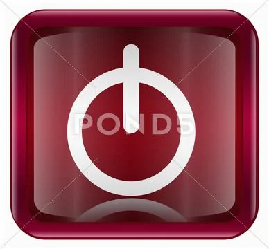 Power button icon dark red, isolated on white background Illustration ...