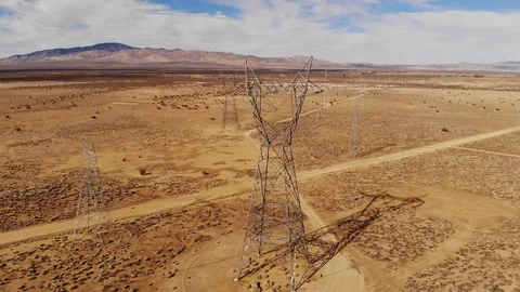 power grid mojave desert with high power... | Stock Video | Pond5