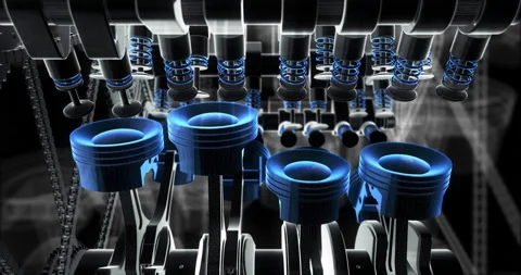 Power Hungry Working V8 Engine Animation... | Stock Video | Pond5