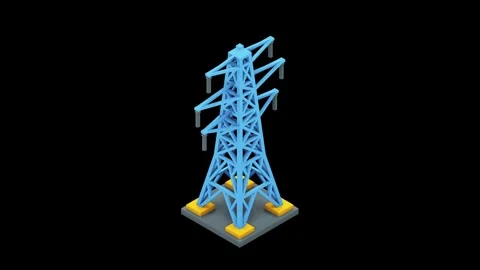 Power line 3D Animated Icon on Black Ba... | Stock Video | Pond5