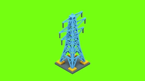 Power line 3D Animated Icon on Green Sc... | Stock Video | Pond5