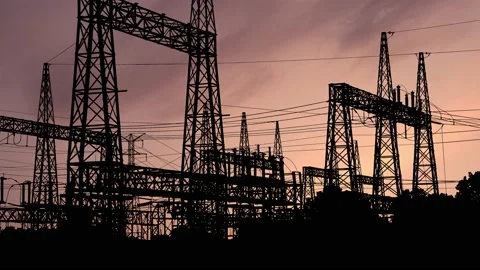Power Line Silhouette: Electricity, Land... | Stock Video | Pond5