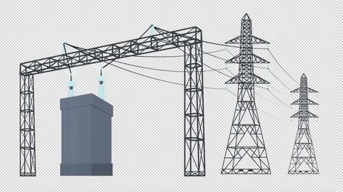 Power lines. Animation of electricity tr... | Stock Video | Pond5