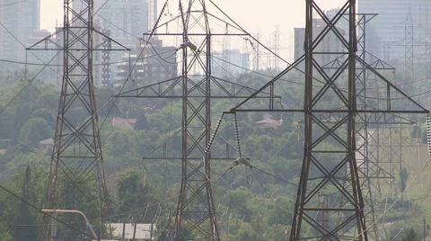 Power lines sagging in severe heatwave o... | Stock Video | Pond5