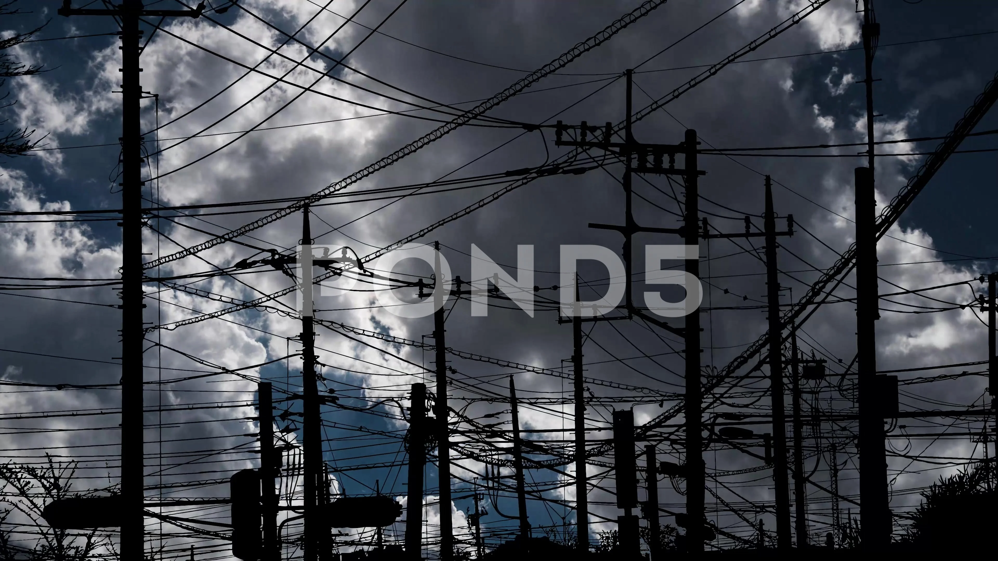 Telephone Poles And Wires Silhouette