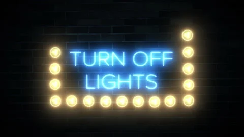 Power saving neon text with bulb lamp | Stock Video | Pond5
