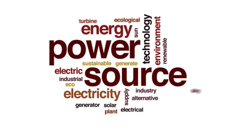 Power source animated word cloud, text d... | Stock Video | Pond5