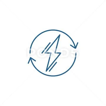 Power usage line icon concept. Power usage flat vector symbol, sign ...