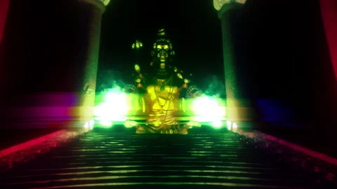 Powerful colorful emitting energy god of... | Stock Video | Pond5