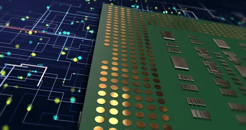Powerful CPU Processing Data. Glowing Da... | Stock Video | Pond5