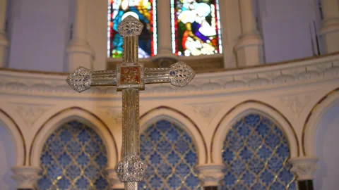 Powerful Cross inside St Mary's Church E... | Stock Video | Pond5