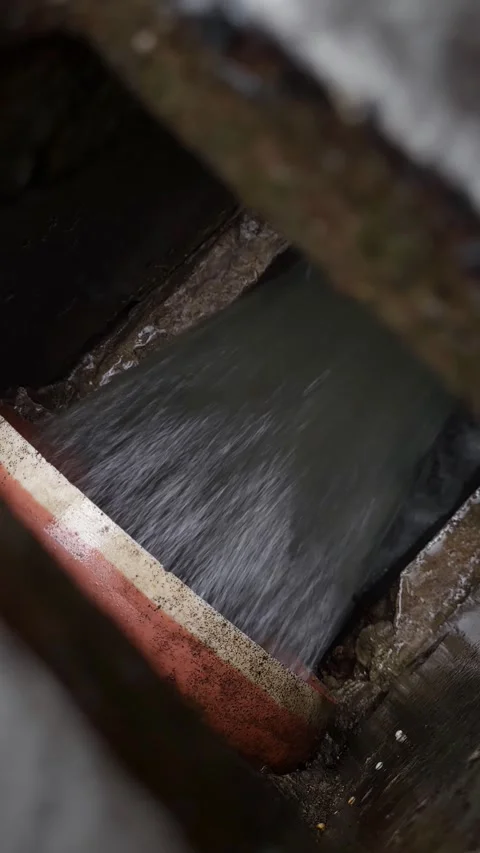 Powerful flow of wasted water in rain se... | Stock Video | Pond5