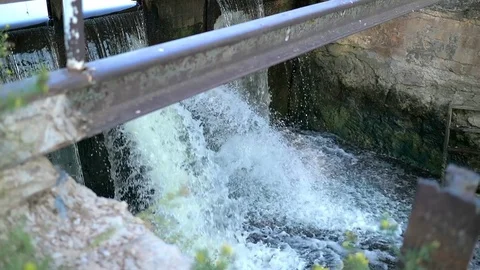 Powerful flow of water. Discharge of the... | Stock Video | Pond5