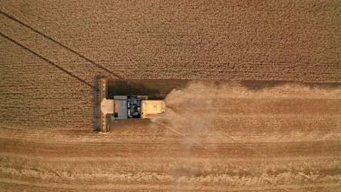 Powerful modern harvesting machine gathe... | Stock Video | Pond5