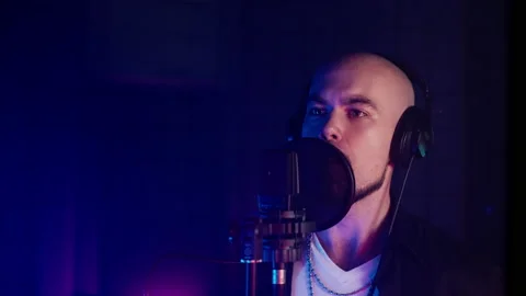 Powerful song performance in recording s... | Stock Video | Pond5