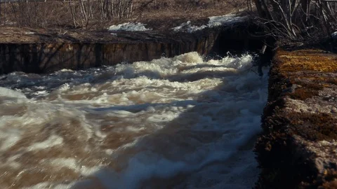 powerful water flow at the reservoir dis... | Stock Video | Pond5