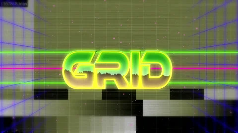 Powering up system revealing neon GRID i... | Stock Video | Pond5