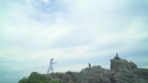 Practicing Breathing Exercises On The Ro... | Stock Video | Pond5