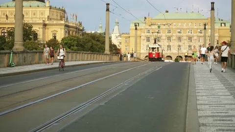 Prague bridge historic trolley tramway o... | Stock Video | Pond5