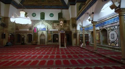 The prayer hall at Jezzar Pasha Mosque i... | Stock Video | Pond5