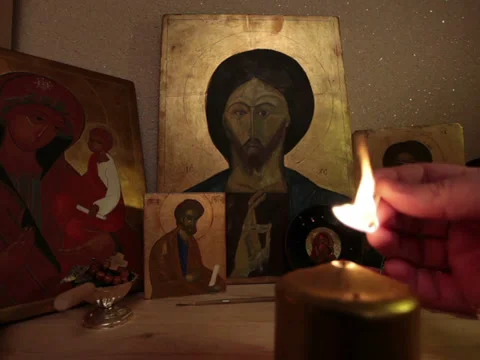 prayer lighting candle praying jesus chr... | Stock Video | Pond5