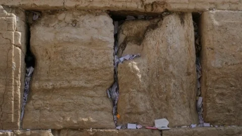 Prayer notes at the Western Wall (Wailin... | Stock Video | Pond5
