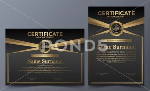 Premium golden black certificate template design. ~ Clip Art #133985315