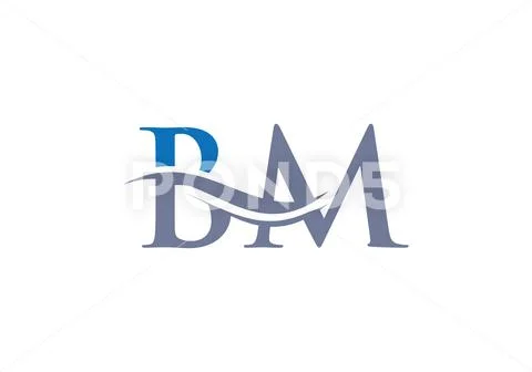 Premium Letter BM Logo Design with water wave concept. BM letter logo ...