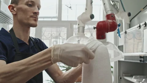 Preparing Human Hip Plaster Cast For Mol... | Stock Video | Pond5