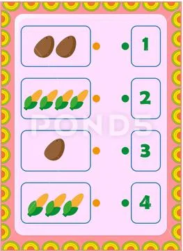 Preschool and toddler math with potato and corn design Illustration ...