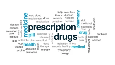 Prescription drugs animated word cloud. ... | Stock Video | Pond5