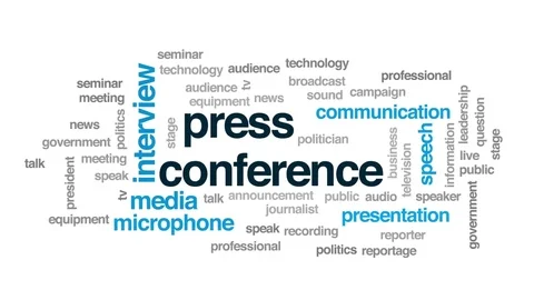 Press conference animated word cloud, te... | Stock Video | Pond5
