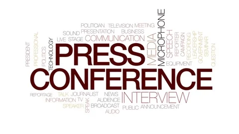 Press conference animated word cloud, te... | Stock Video | Pond5