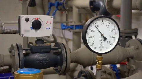 Pressure sensor in the boiler room on th... | Stock Video | Pond5
