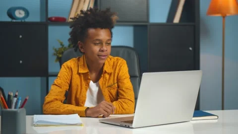 Preteen african boy making video call wi... | Stock Video | Pond5