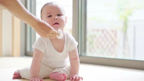 Pretty baby in the room. Child rearing c... | Stock Video | Pond5