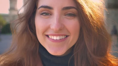 Pretty close-up portrait of caucasian go... | Stock Video | Pond5