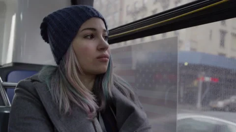 Pretty Girl Riding Public City Bus Commu... | Stock Video | Pond5