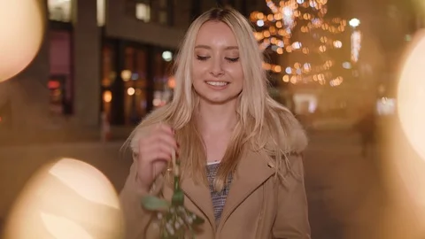 Pretty lady beckons you closer to have a... | Stock Video | Pond5