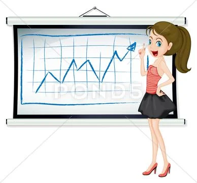 A pretty lady explaining the graph: Royalty Free #42299250