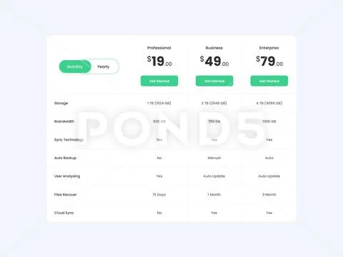 PSD Photoshop Template: Price comparison table ui #220783945