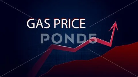 Price of gas rising with red up arrow in upward trend. World crisis ...